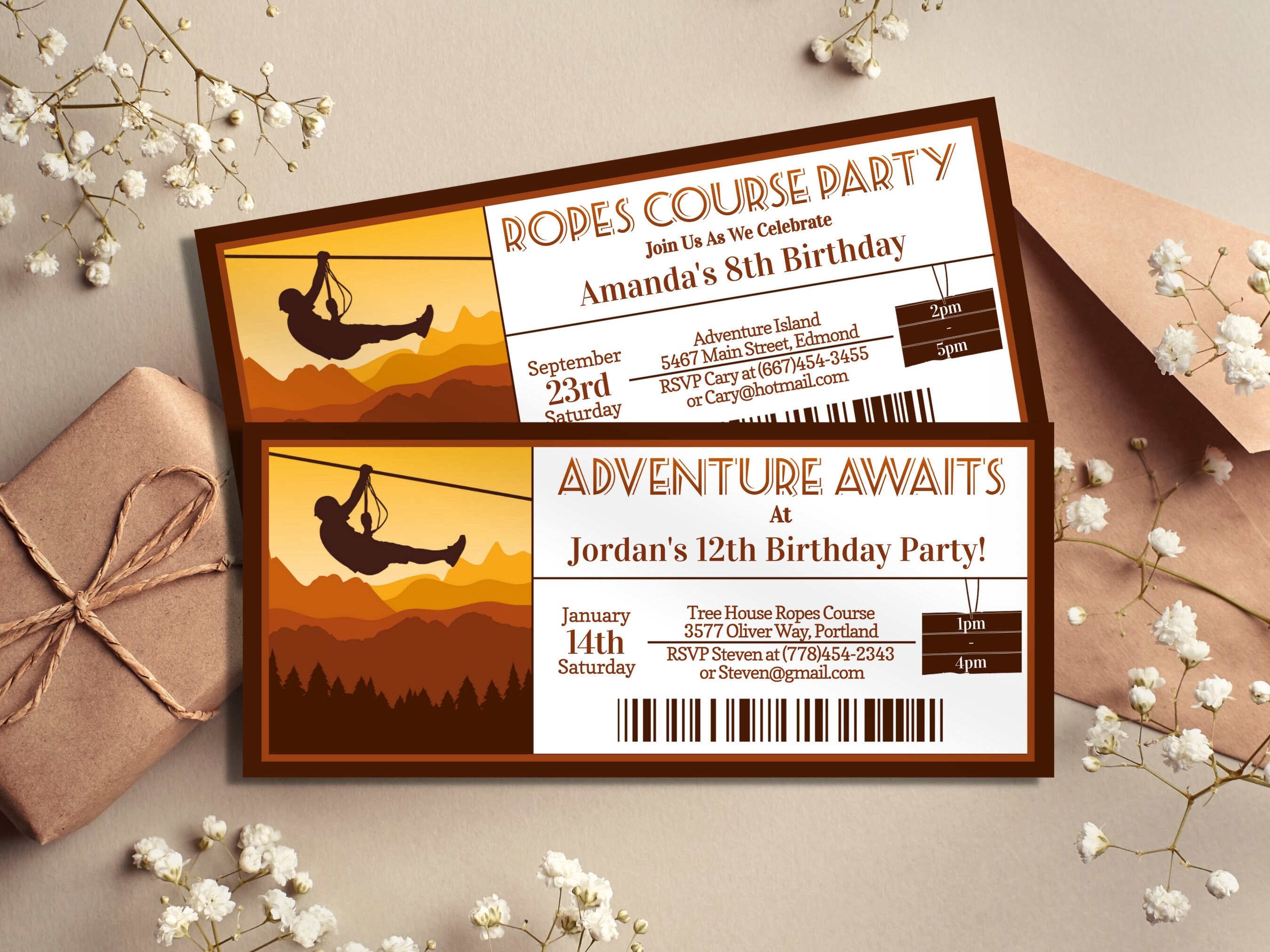Zipline Birthday Invitation, Zip Line Party, Ropes Course Invitation ...