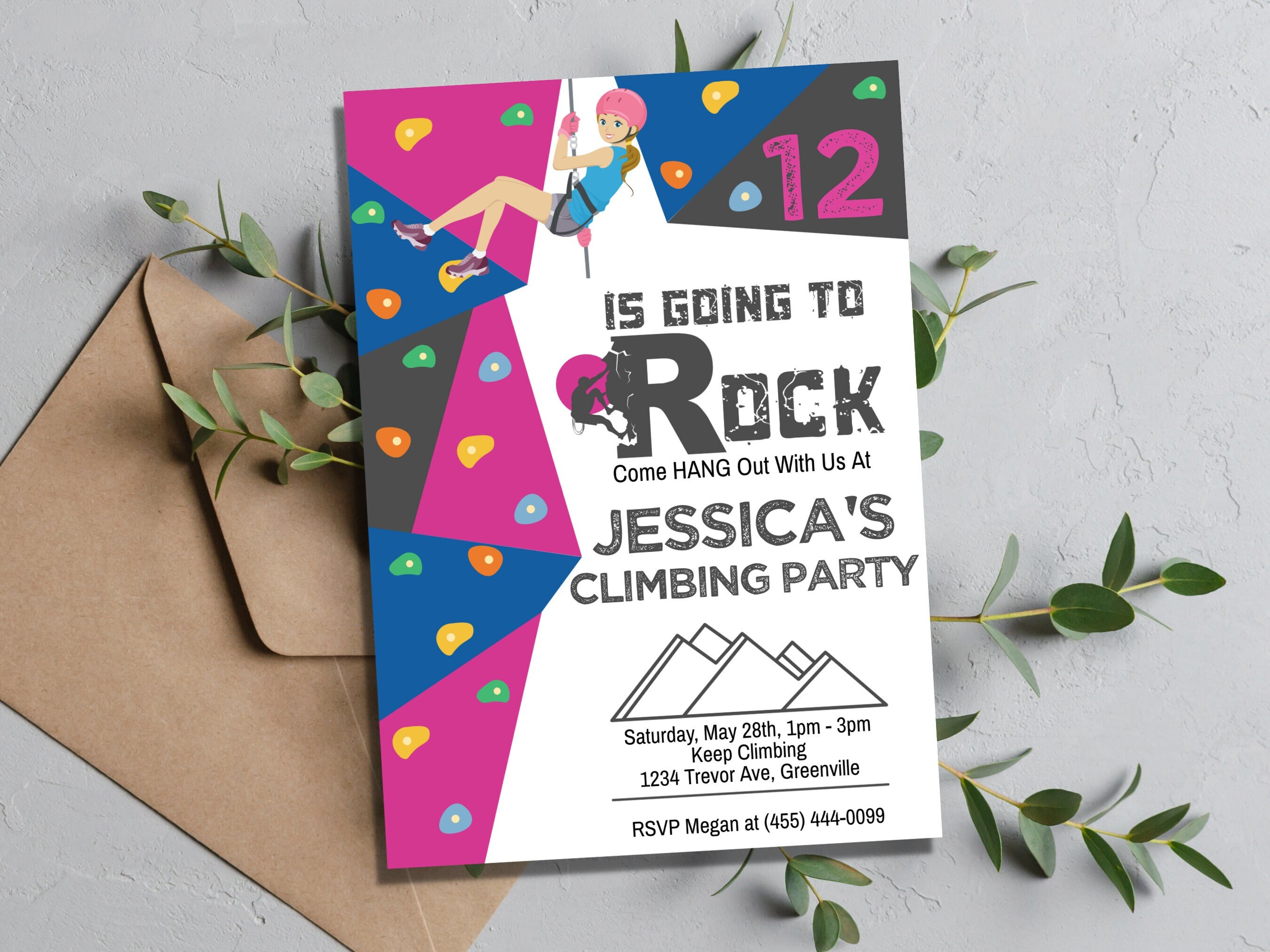 Editable Girl Rock Climbing Birthday Invitation Printable - Etsy