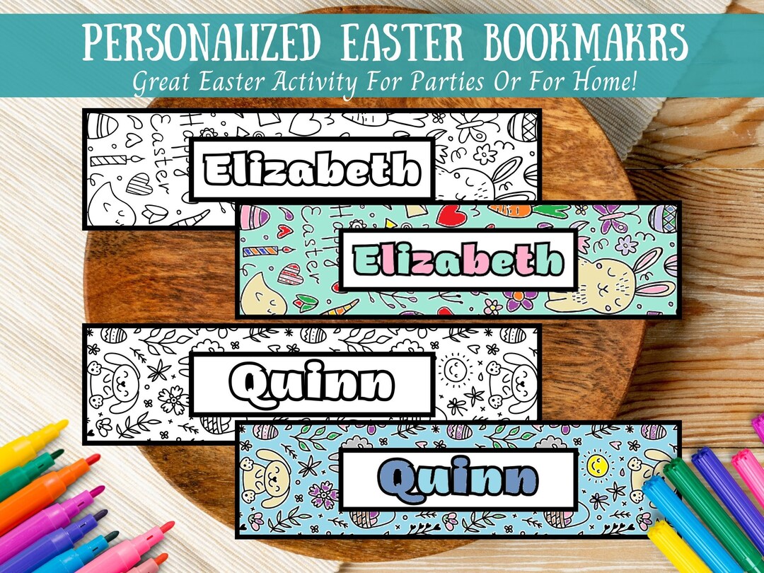 Personalized Easter Bookmarks, Printable Easter Bookmarks, Easter ...