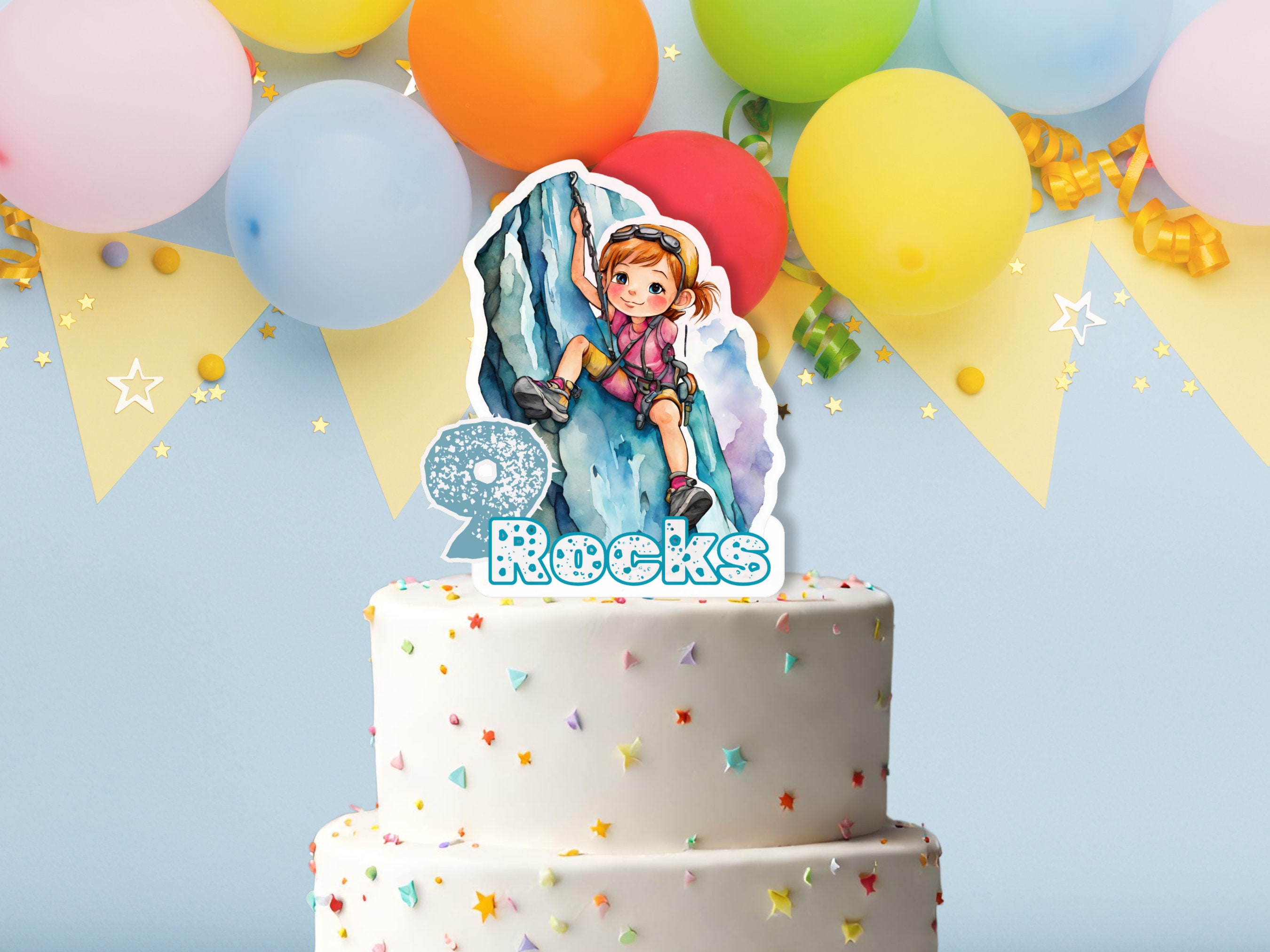 Printable Rock Climbing Cake Topper, Rock Climbing Party Decorations ...