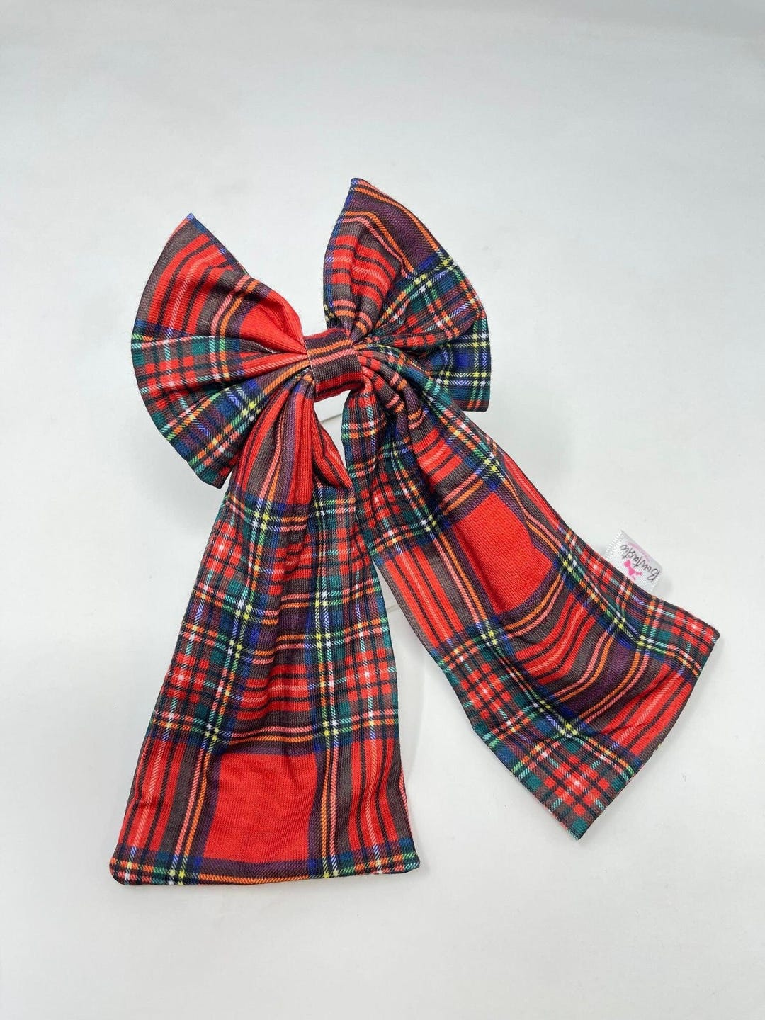 Christmas 4 Inch Tail Bow Red Tartan - Etsy
