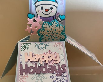 Snow Globe SHAKER BOX With Snowman and Snowflakes Box Card merry ...