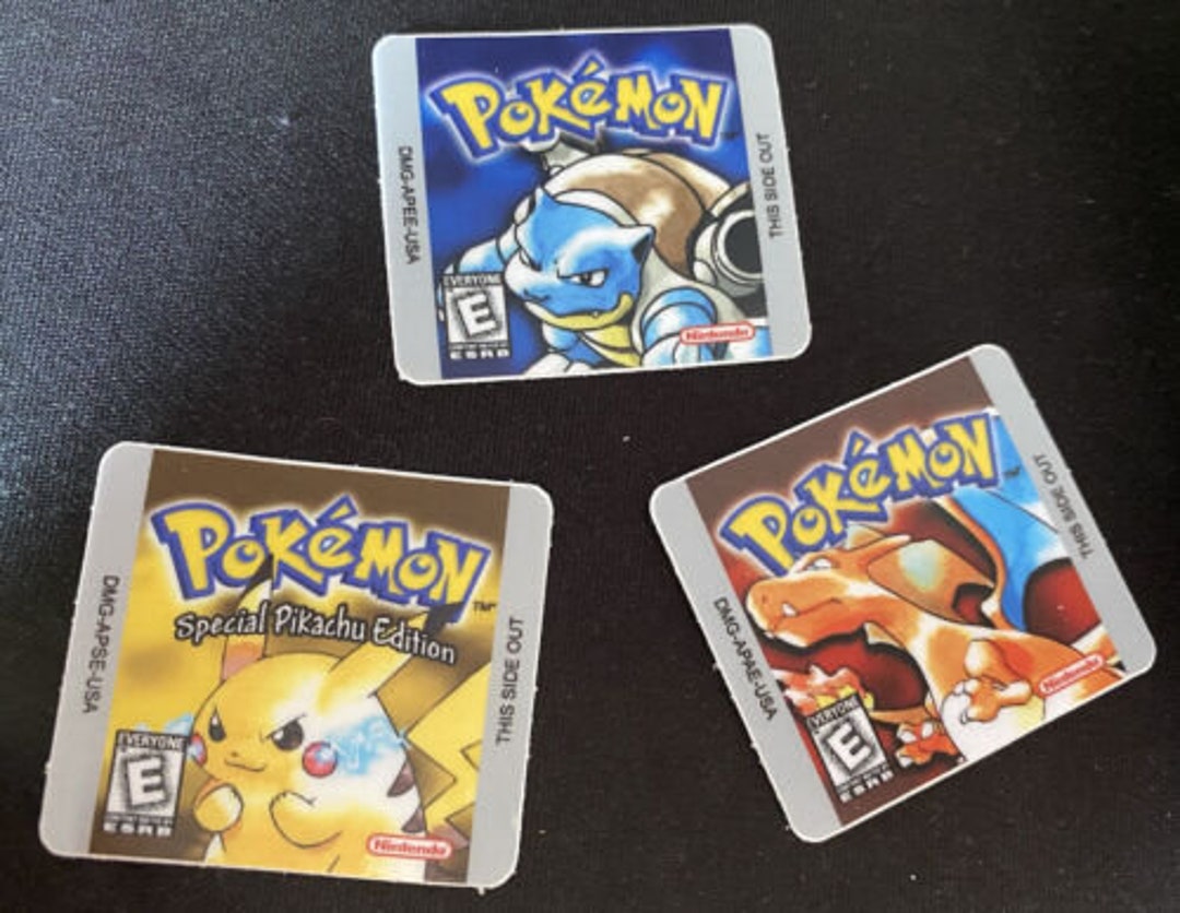 Pokemon Red Blue Yellow Replacement Nintendo Gameboy Cartridge Label ...