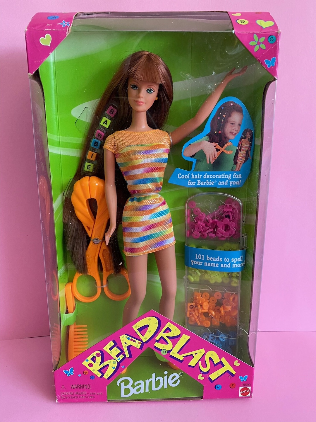 Mattel Bead Blast Bead Kit Auburn Red Hair Barbie Doll 18890 Sealed in ...