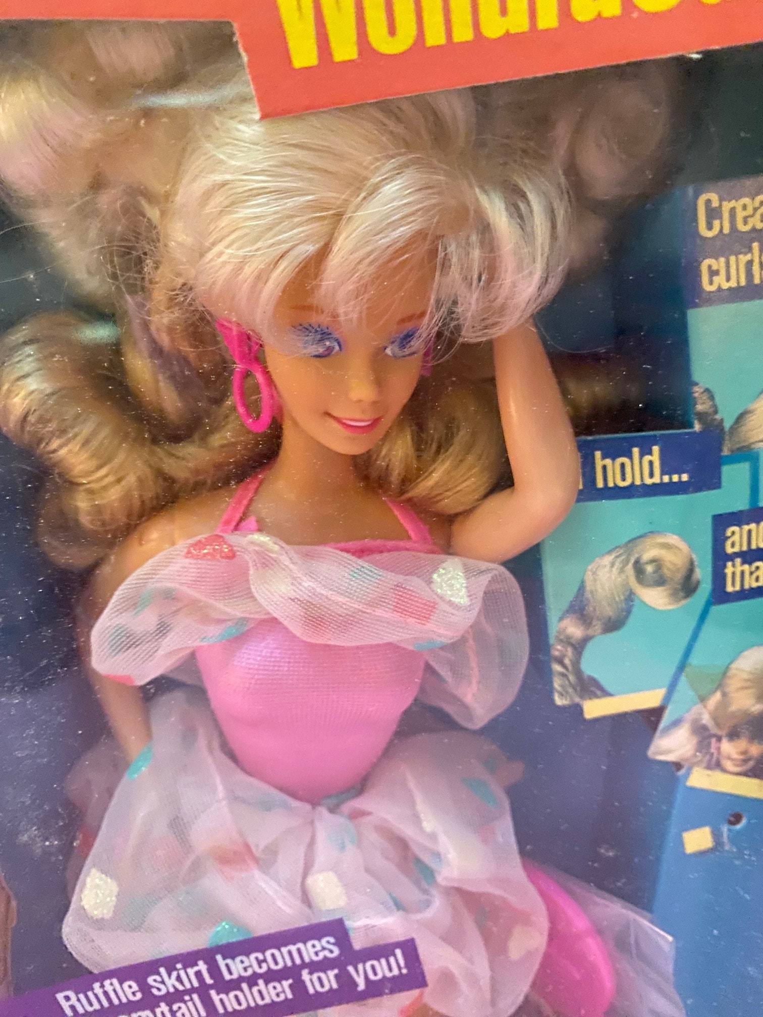 Vintage Style Magic Barbie 1988 Exclusive Wondra Curl 1283 Mattel Brand ...