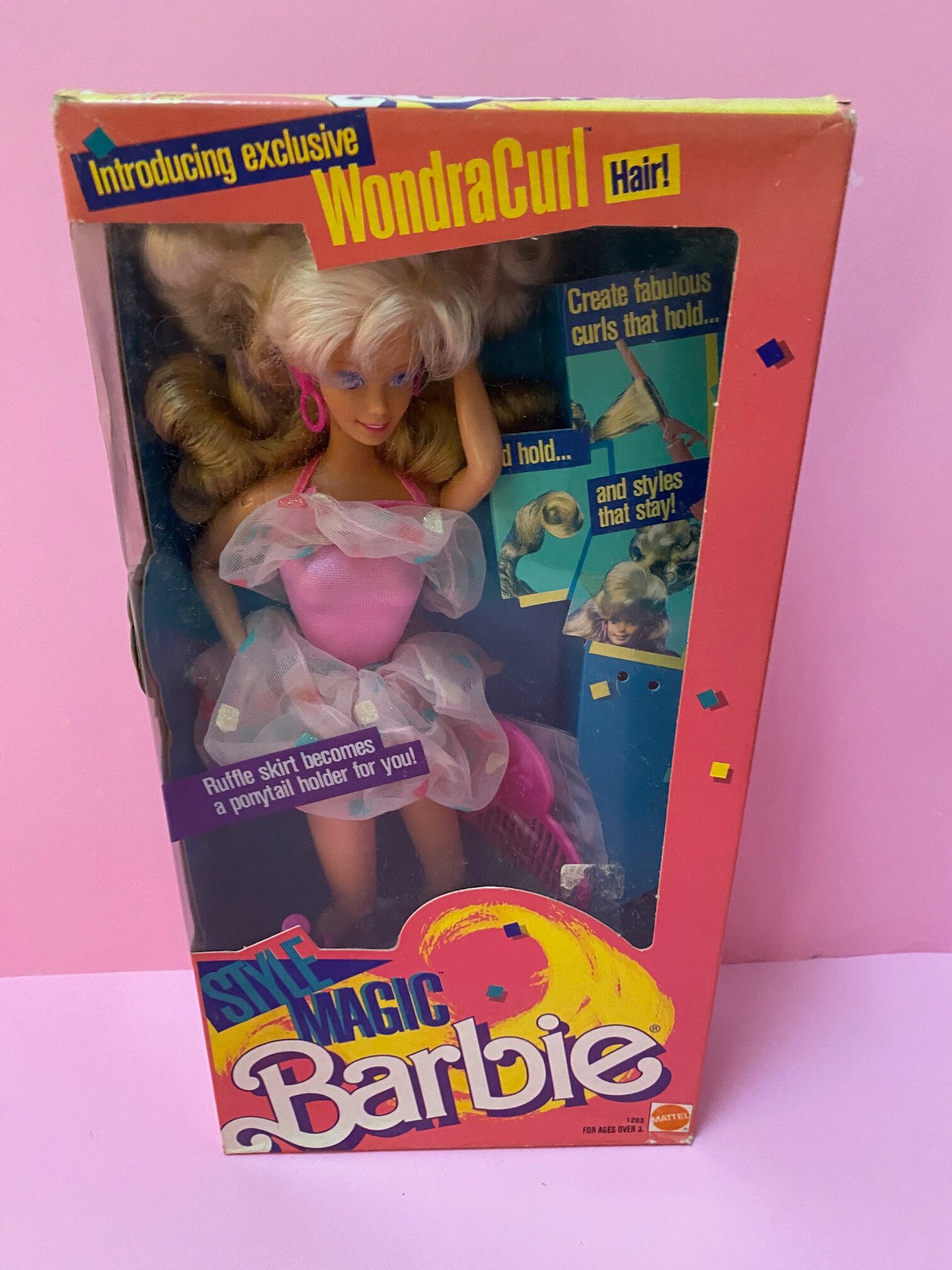 Vintage Style Magic Barbie 1988 Exclusive Wondra Curl 1283 Mattel Brand ...