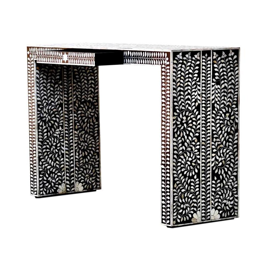 Handmade Floral Pattern MOP Inlay 1-drawer Console Table – Elegant ...