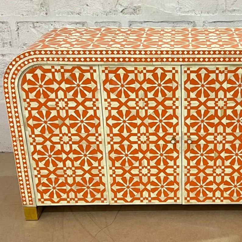 Bone Inlay Arrow Pattern Sideboard, Handmade Bone Inlay Furniture ...