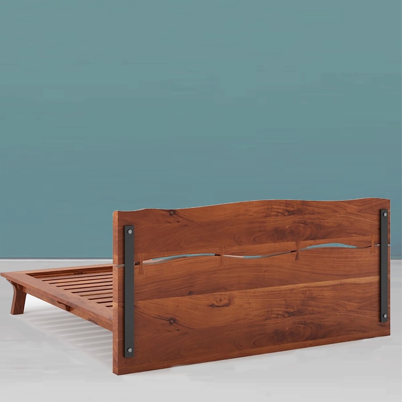 Handmade Levi Live Edge Platform Bed, Solid Wood King and Queen Size ...