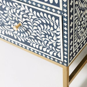 Bone Inlay Floral Design Chest of 3 Drawers , Inlay Buffet, Bone Inlay ...