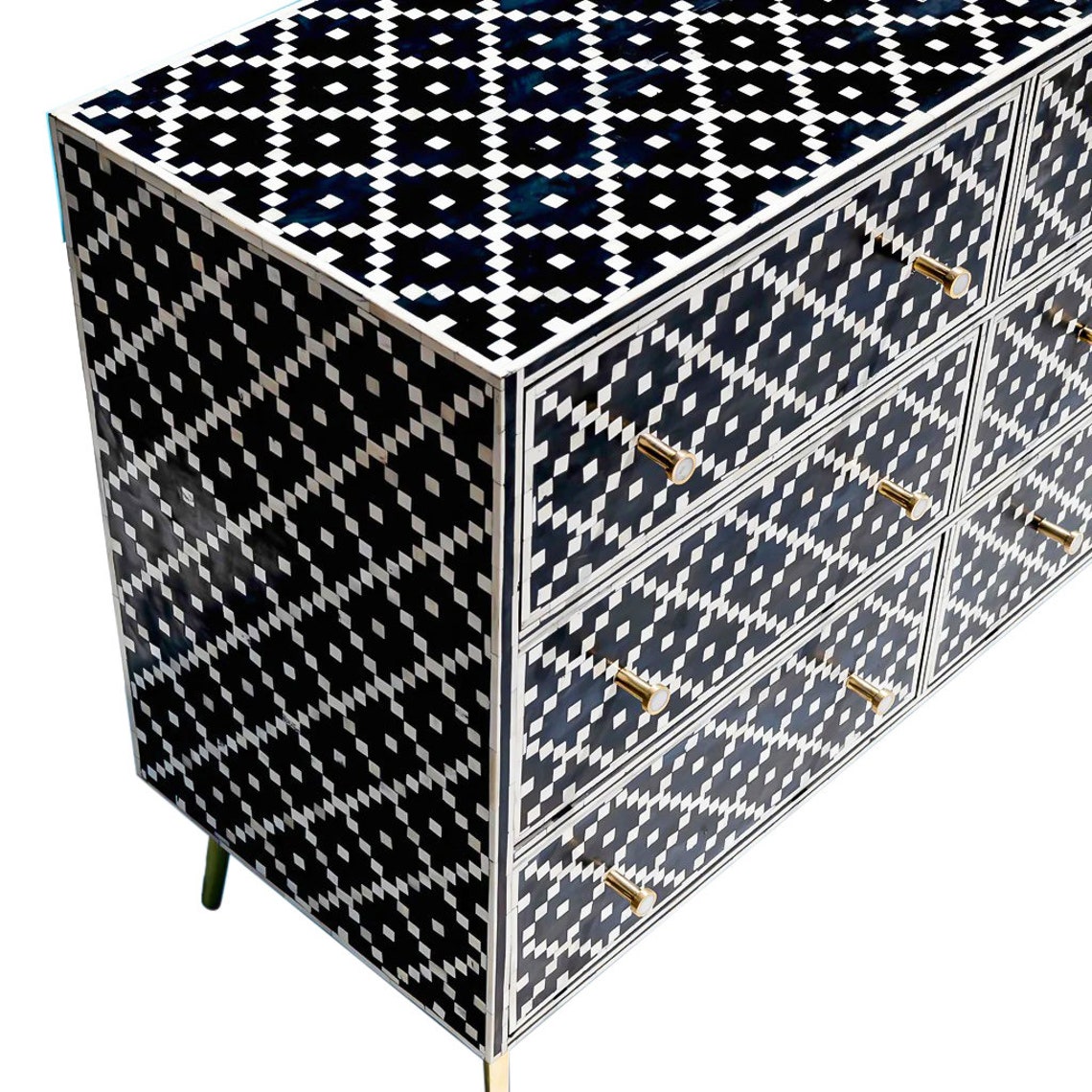 Bone Inlay Sideboard, Handmade Bone Inlay Furniture, Inlay Cupboard, 9 ...