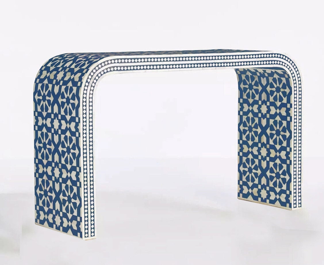 Handmade Entryway Console Table, Arrow Pattern Bone Inlay Study Table ...