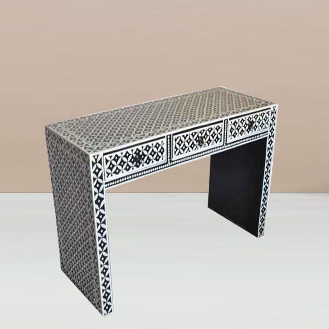 Bone Inlay Console Table Floral Design , Bone Inlay Desk , Bone Inlay ...