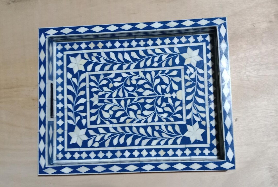 Bone Inlay Tray, Serving Platter, Bone Inlay Serving Kitchen Tray ...