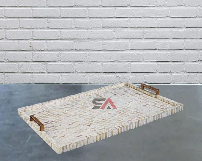 Bone Inlay Blue Tray - Farmhouse Coffee Table Tray - Vintage Perfume ...