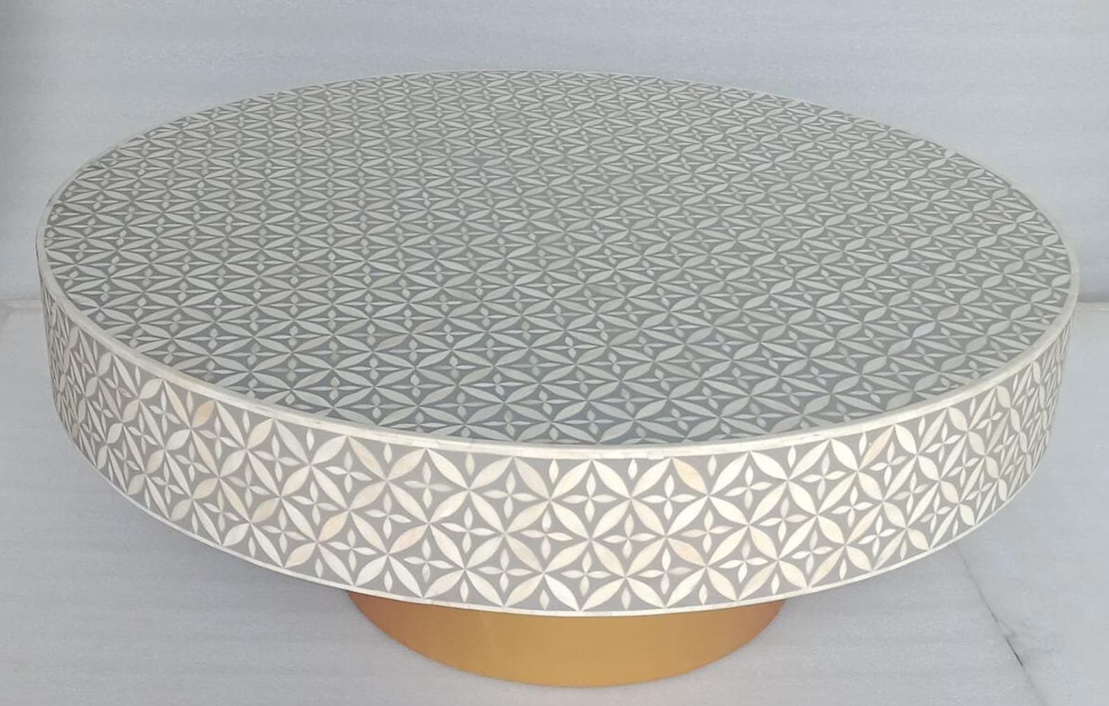 Handmade Round Coffee Table, Bone Inlay Table, Centre Table, Camel Bone ...