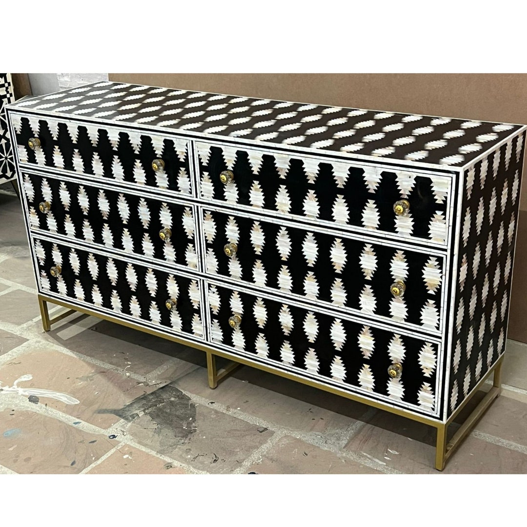 Bone Inlay Sideboard, Handmade Bone Inlay Furniture, Inlay Cupboard, 6 ...