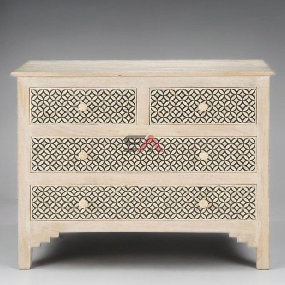 Wood & Resin 4-drawer Geometry Sideboard – Modern Storage Cabinet - Etsy