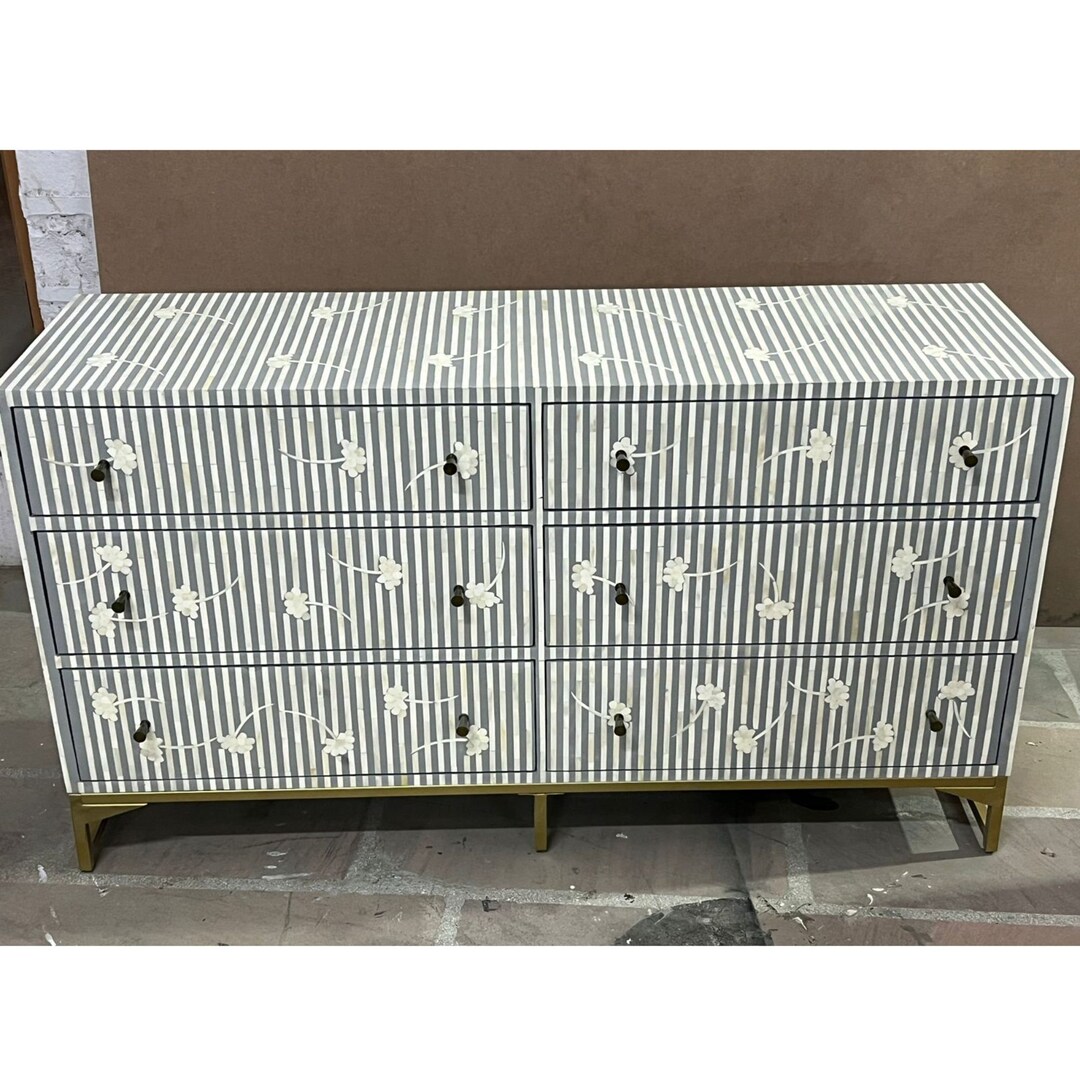 Bone Inlay Sideboard, Handmade Bone Inlay Furniture, Inlay Cupboard, 6 ...
