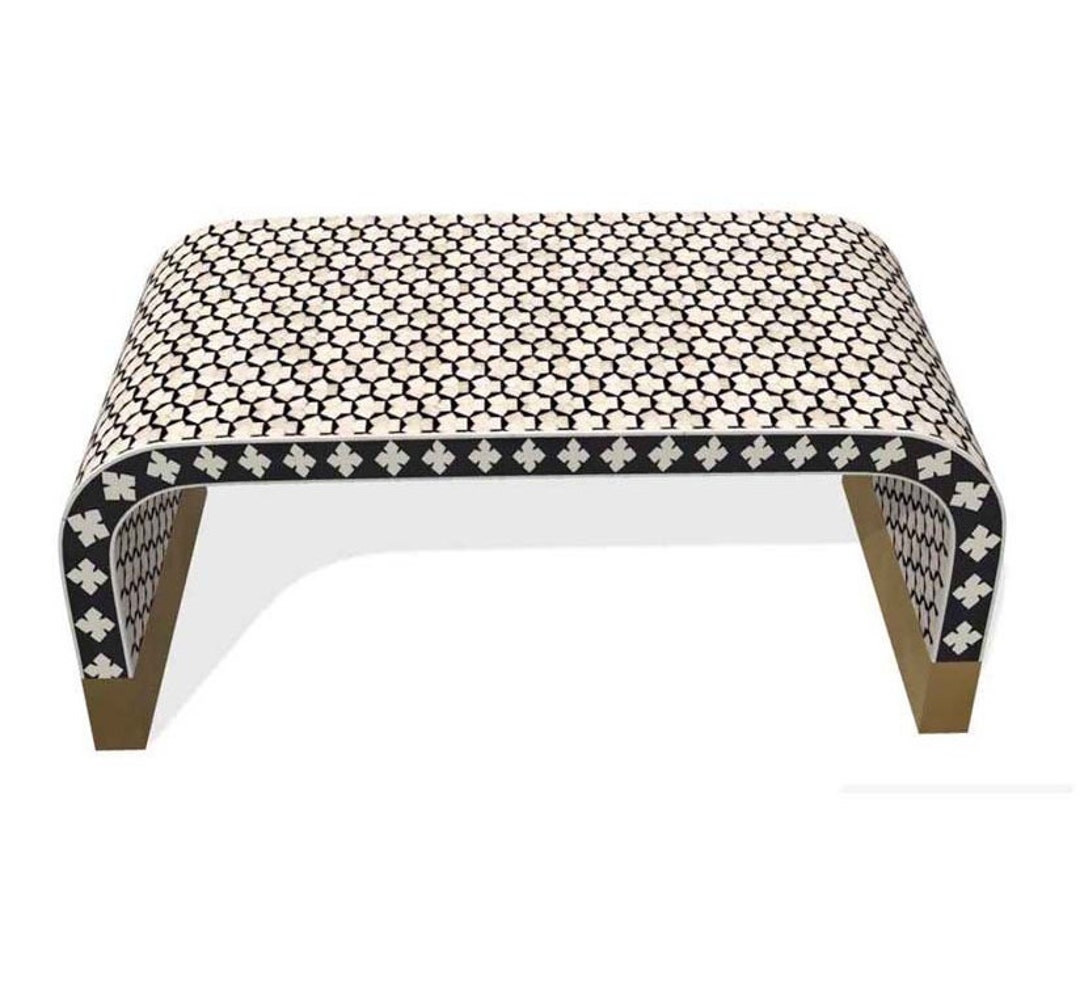 Handmade Camel Bone Inlay Coffee Table – Luxury Rectangular Centerpiece ...