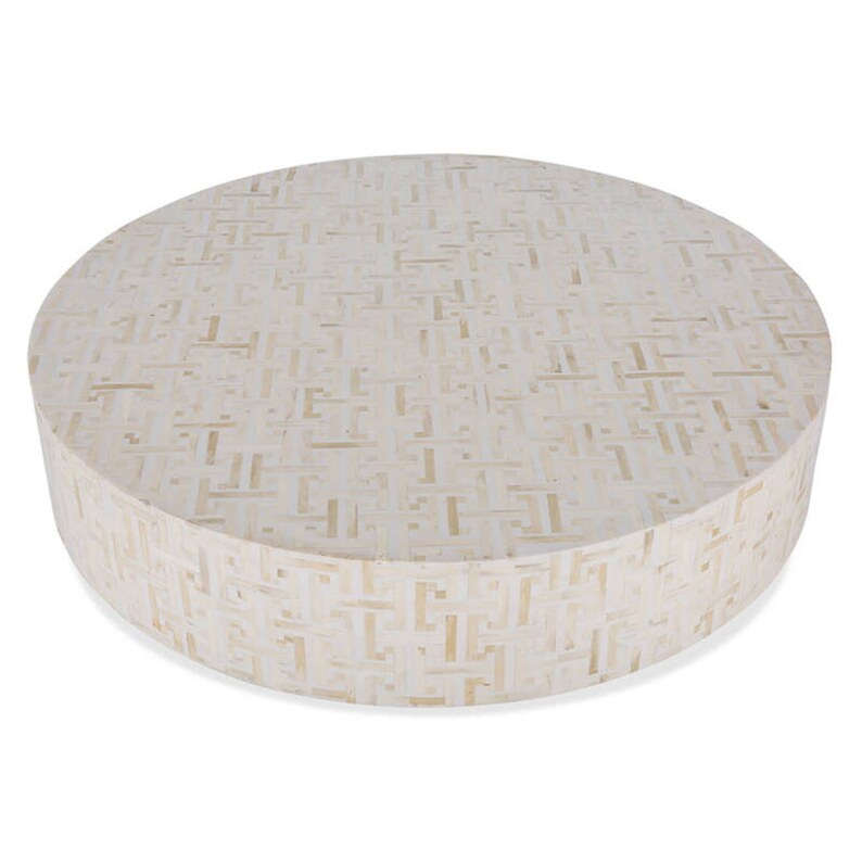 Handmade Round Coffee Table, Bone Inlay Table, Centre Table, Camel Bone ...