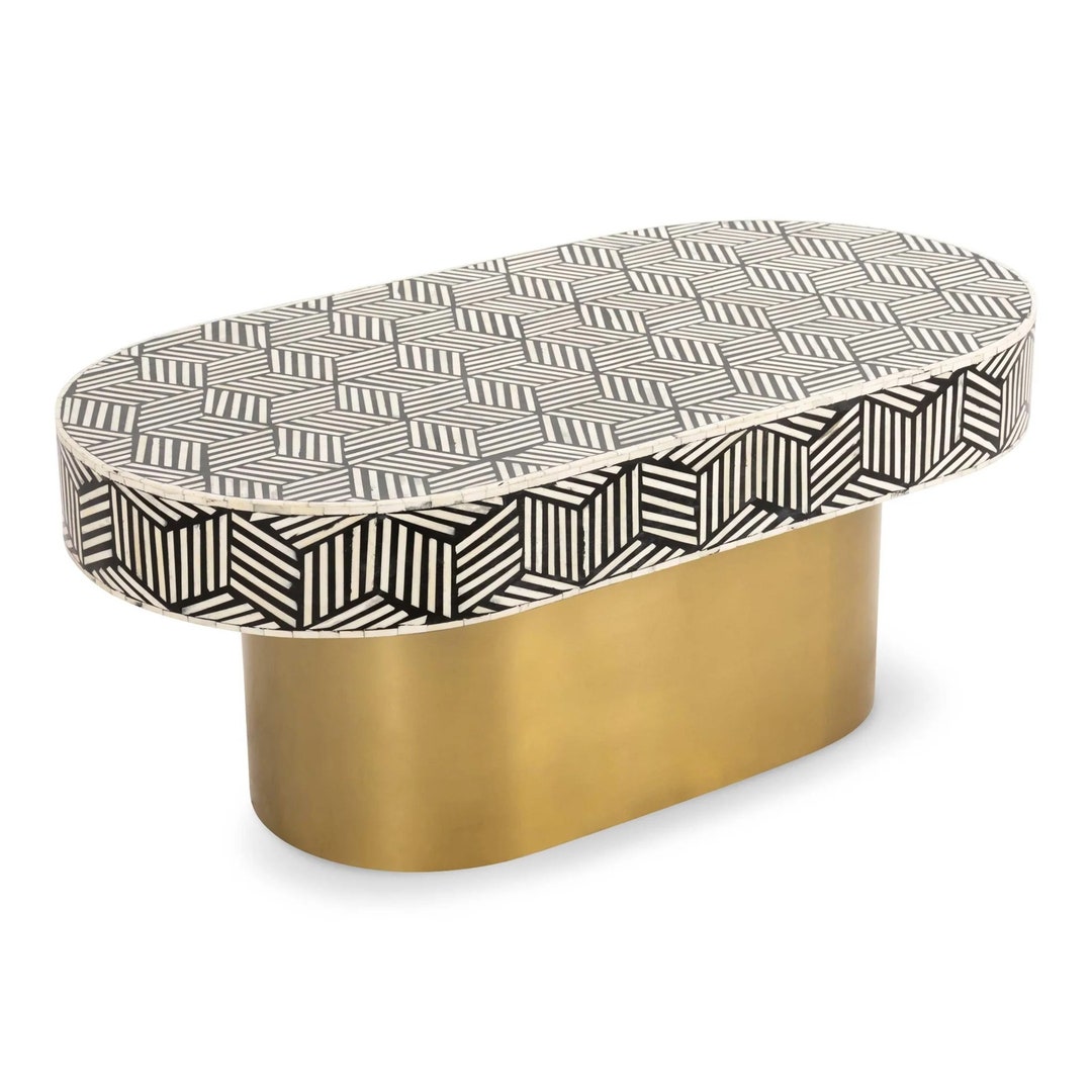 Handmade Striped Coffee Table - Bone Inlay Centre Table, Camel Bone ...