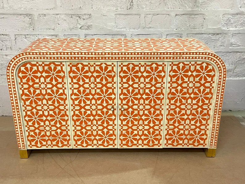 Bone Inlay Arrow Pattern Sideboard, Handmade Bone Inlay Furniture ...