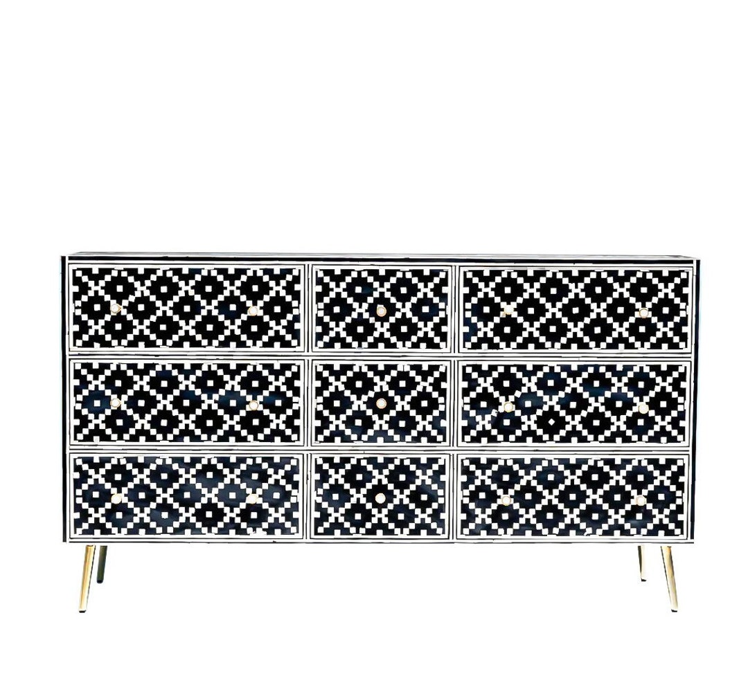 Bone Inlay Sideboard, Handmade Bone Inlay Furniture, Inlay Cupboard, 9 ...