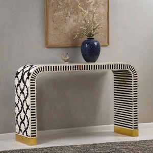 Handmade Bone Inlay Console Table: 3-drawer Hall Table, Elegant Desk - Etsy