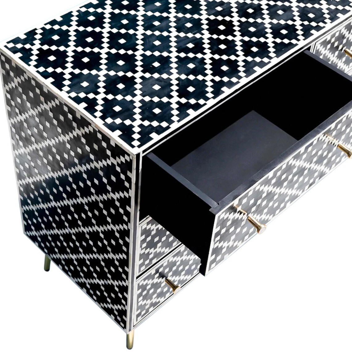 Bone Inlay Sideboard, Handmade Bone Inlay Furniture, Inlay Cupboard, 9 ...