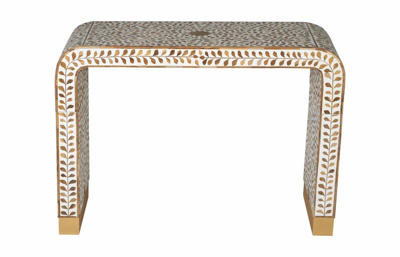 Handmade Floral Pattern Bone Inlay Console Table Unique Entryway ...
