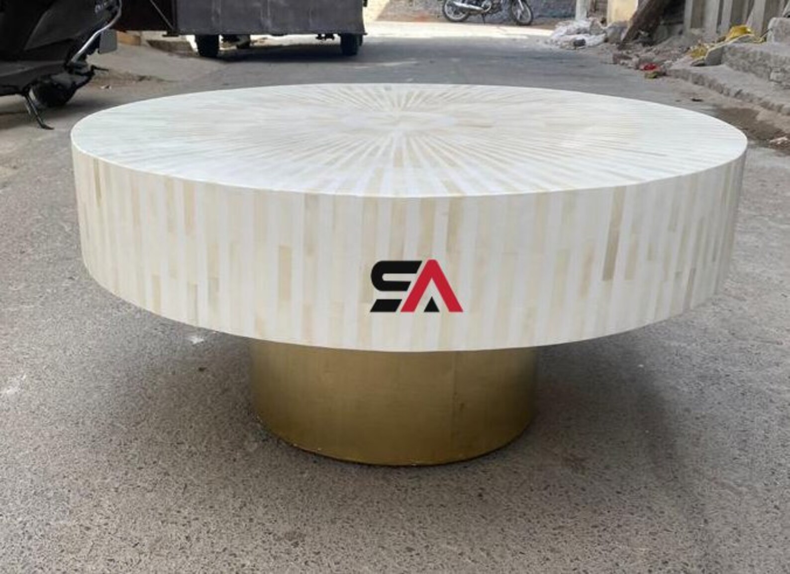Handmade Round Coffee Table, Bone Inlay Table, Centre Table, Camel Bone ...