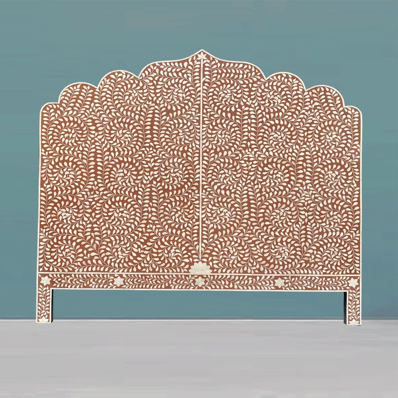 Queen Size Bone Inlay Headboard With Footboard Beautiful Floral Design ...