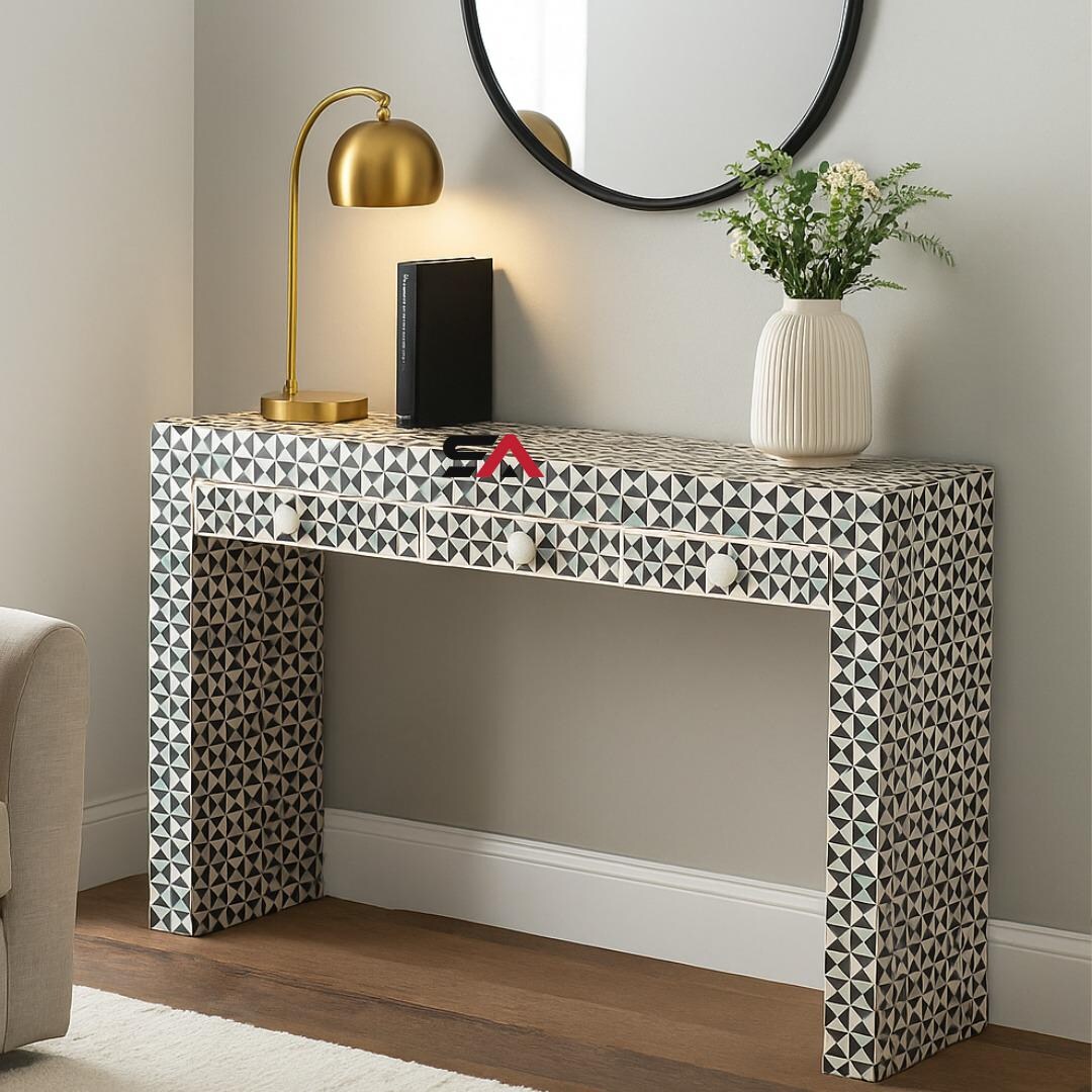 Handmade Bone Inlay Console Table • Entryway Console Table • Study ...