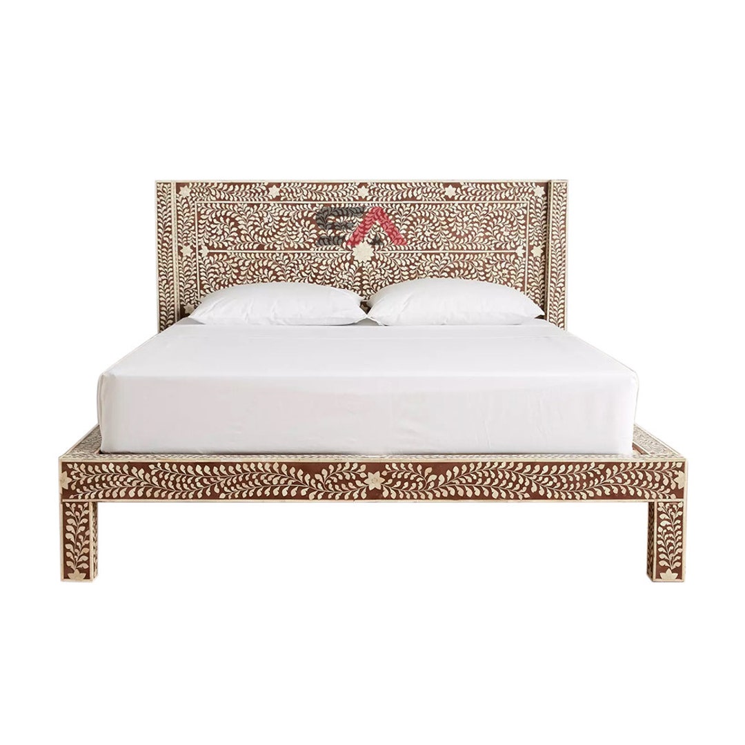 Handmade Bone Inlay King and Queen Size Bed, Bone Inlay Bed, Bedroom ...