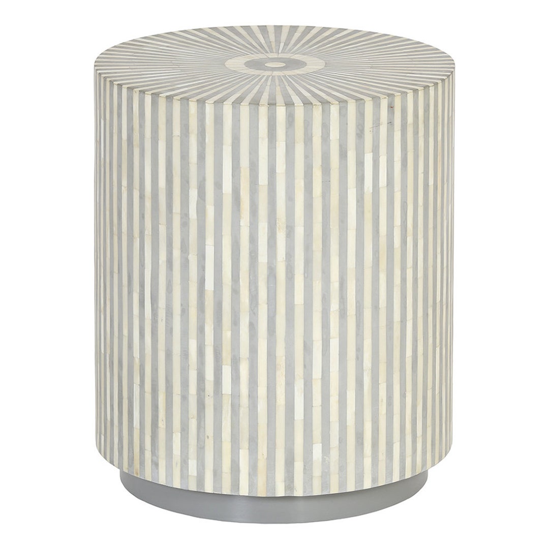 Handmade Bone Inlay Round Side Table | Striped Accent Table - Etsy