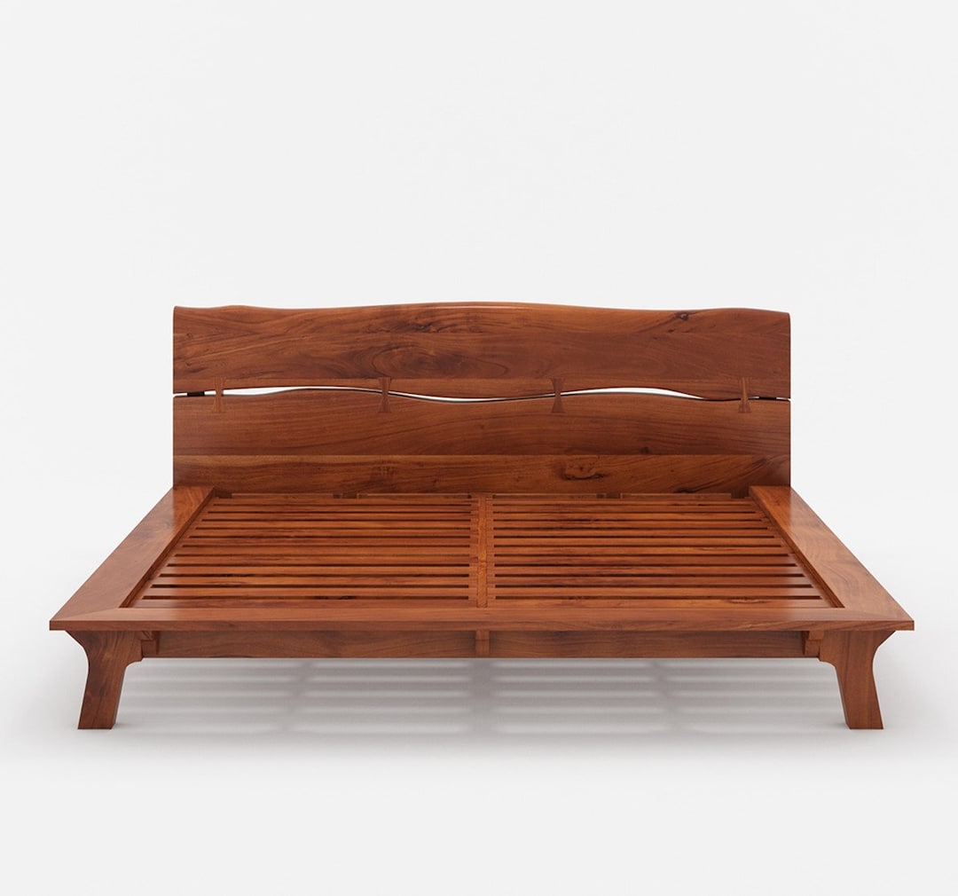 Handmade Levi Live Edge Platform Bed, Solid Wood King and Queen Size ...