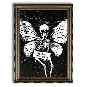 Skeleton With Wings Printable Dark Gothic Wall Art Gothic Room Decor ...