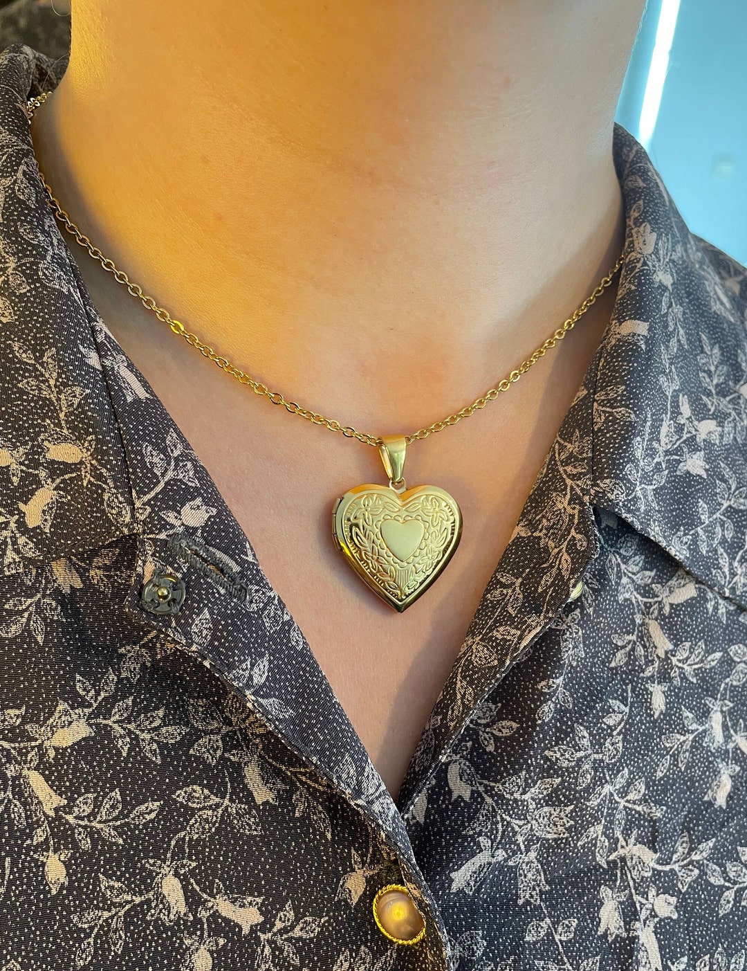 Herz Kette gold verspielt Halskette Anhänger zum öffnen schick - Etsy.de