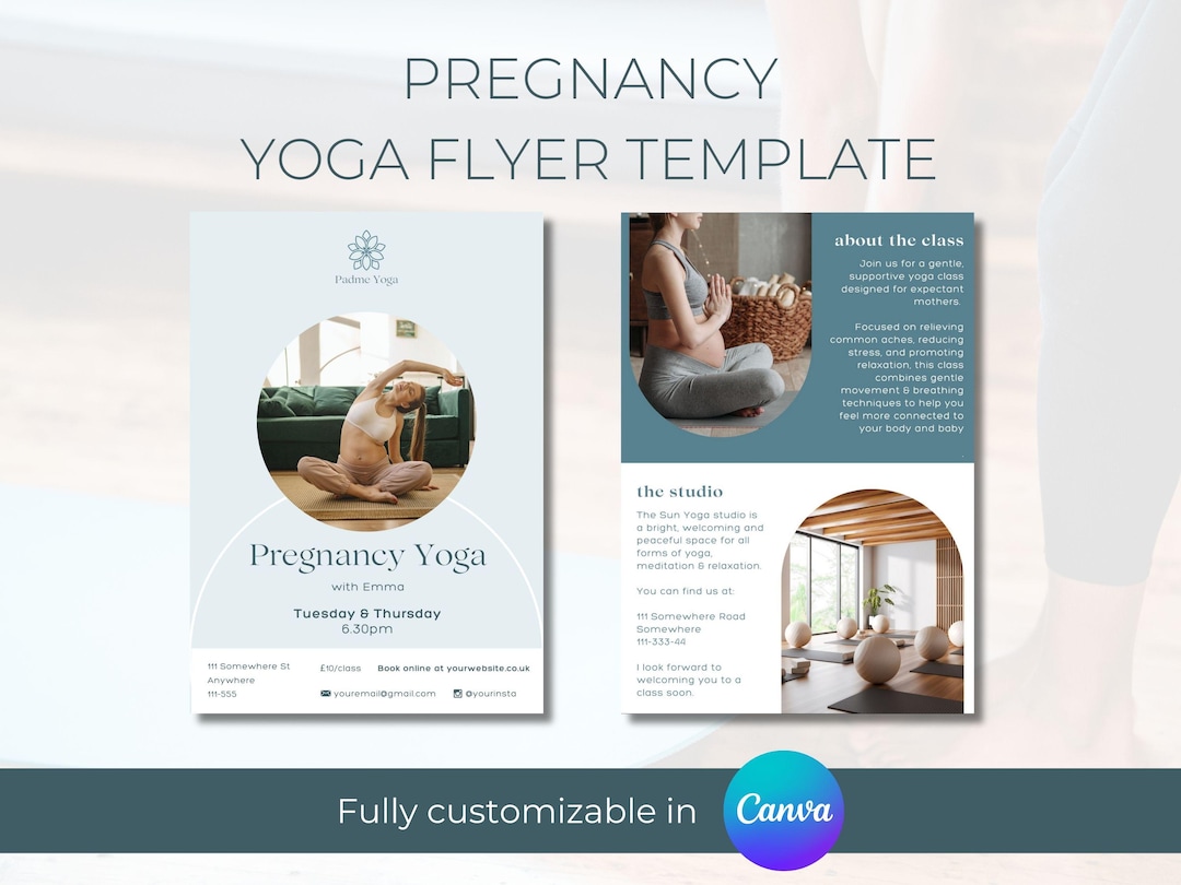 Pregnancy Yoga Flyer Template | Editable Pregnancy Yoga Flyer Template ...