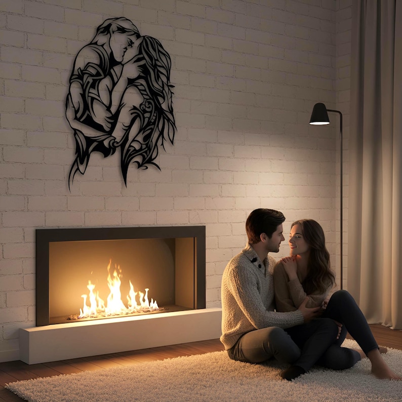 Romantic Kissing Couple Metal Wall Art Decor: Modern Love Sculpture - Etsy