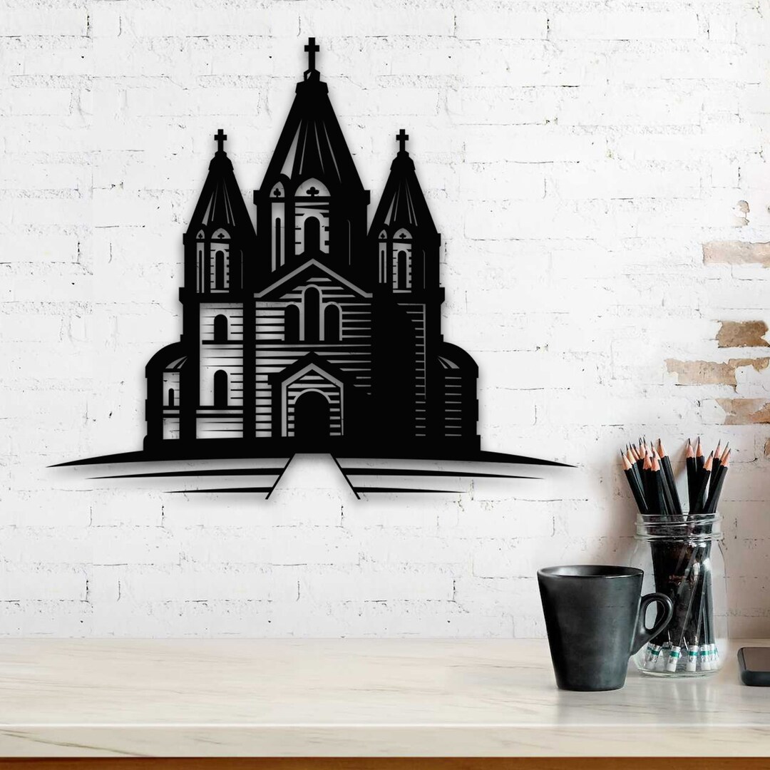 Church Metal Wall Art, Religious Home Decor, Spiritual Wall Hanging ...