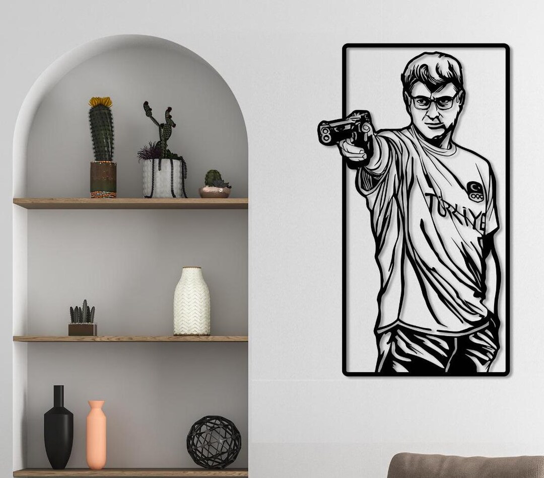Yusuf Dikec Metal Wall Art Iconic Shooting Pose, Unique Olympic Moment ...