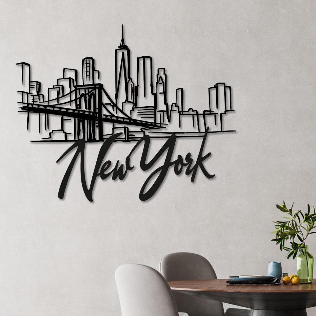 New York Skyline Metal Wall Art Modern City Silhouette Urban Home Decor ...