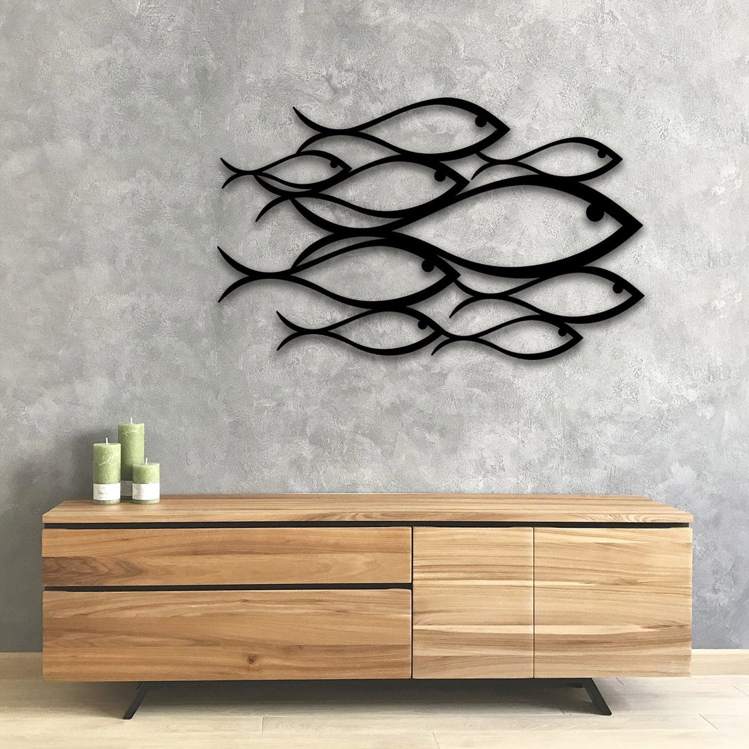 Fish Metal Wall Art Decor - Coastal Nautical Home Art for Beach House ...