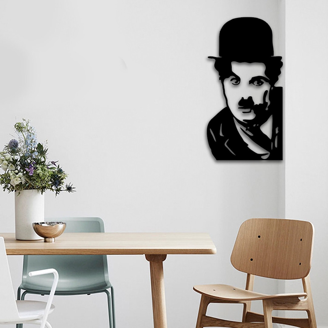 Charlie Chaplin Metal Wall Art Decor - Vintage Black & White Silhouette ...
