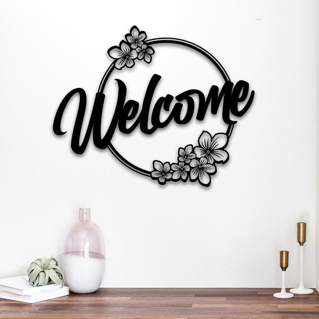 Welcome Metal Sign Wall Art Decor Stylish Greeting Sign, Modern Home ...