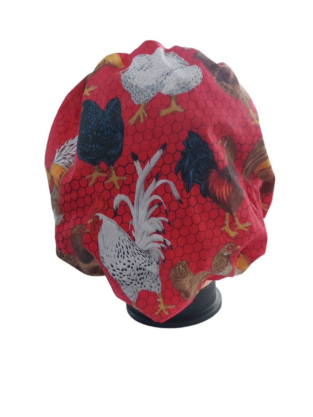 Bouffant Surgical Scrub Cap Hat Women Red Chickens Hens Roosters ...