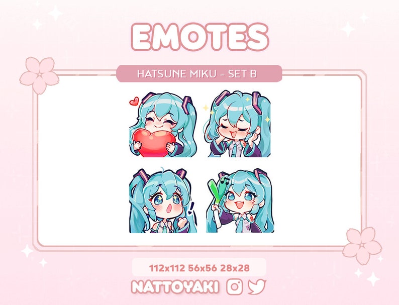 Conjunto de 2 gestos de Hatsune Miku para Twitch/Discord - Etsy México