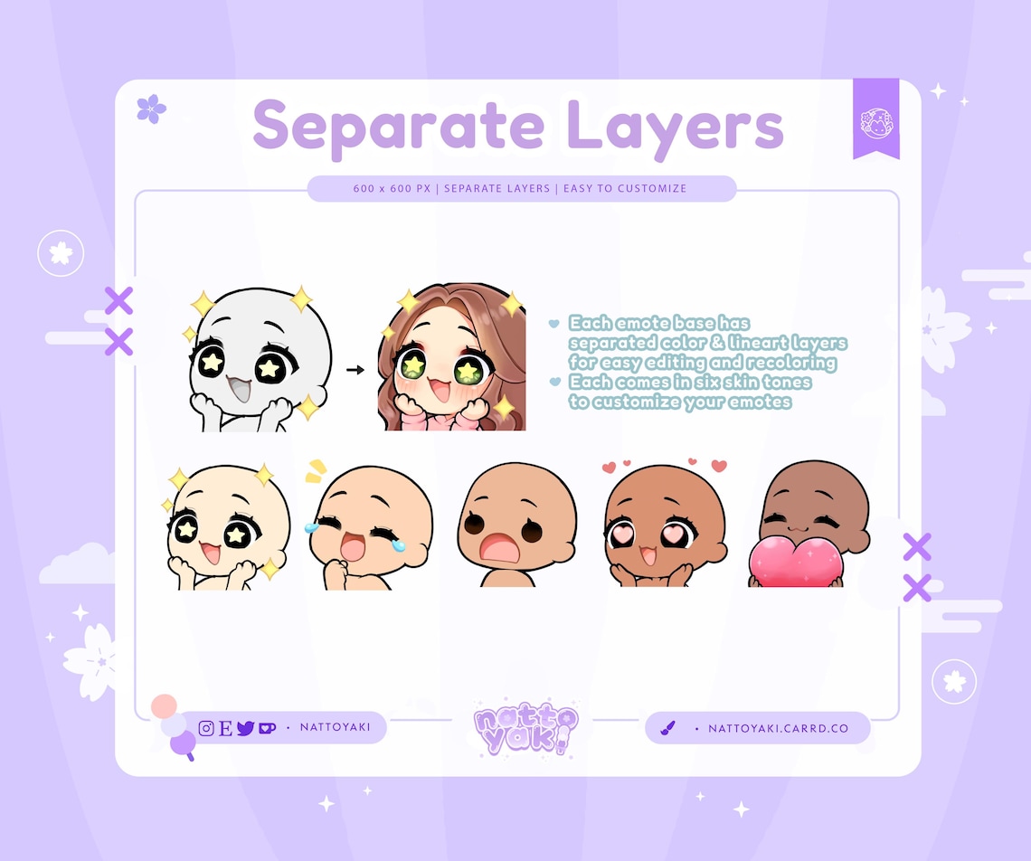 Emote Base Pack Set A | Cute DIY Emote Template for Twitch, Youtube ...
